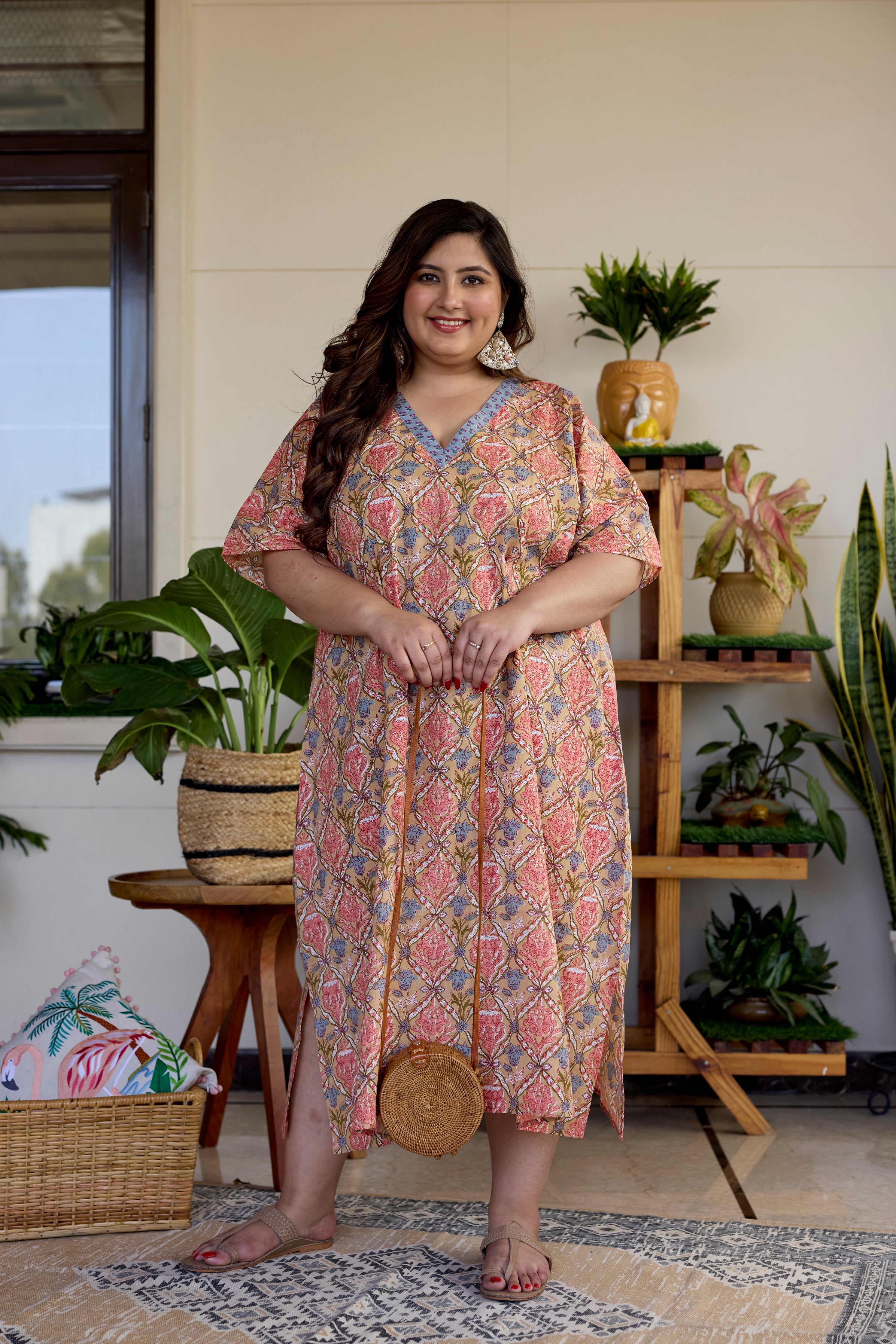 Blush Block Print Cotton Relaxed Dress – Nangaliaruchira